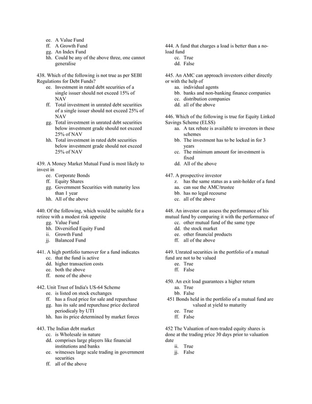NISM V-A sample 500 questions | DOC | Stocks and Bonds | Personal Investing