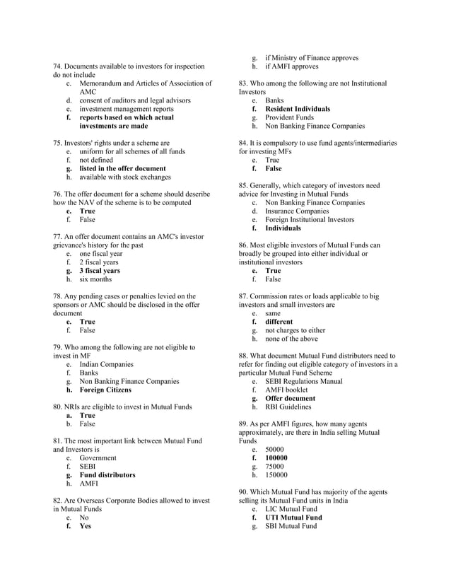 NISM V-A sample 500 questions | DOC | Stocks and Bonds | Personal Investing