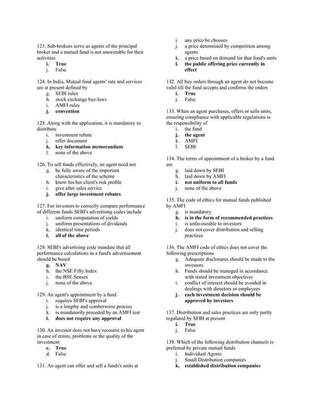 NISM V-A sample 500 questions | DOC | Stocks and Bonds | Personal Investing