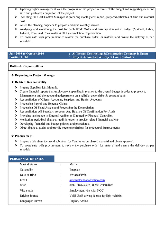 Project cost controller | DOCX | Civil Engineering Industry | Industries