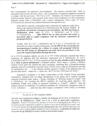Genentech's BPCIA case against Amgen dismissed without prejudice. | PDF