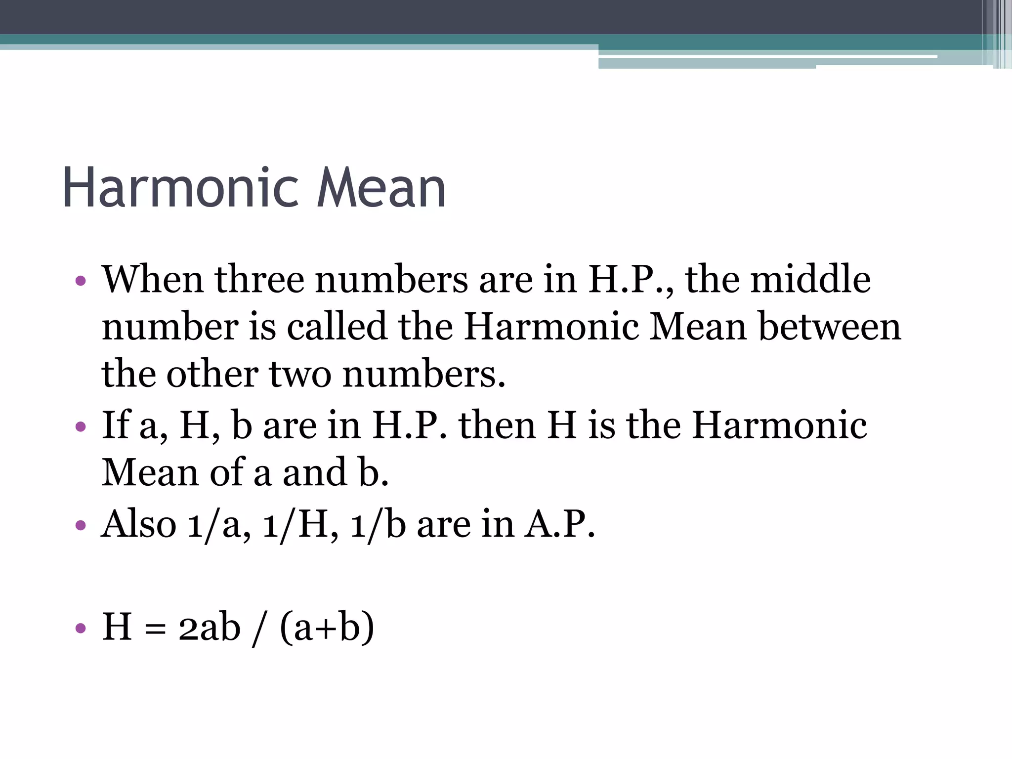 Arithmetic Mean, Geometric Mean, Harmonic Mean | PPTX