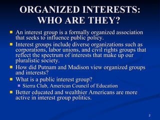 American Government - Chapter 8 - Interest Groups | PPT
