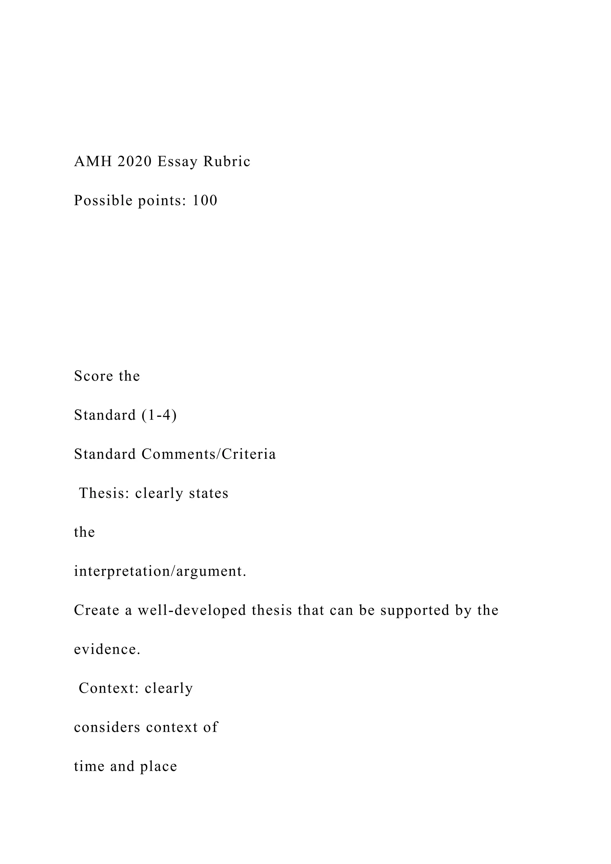 AMH 2020 Essay Rubric Possible points 100 .docx