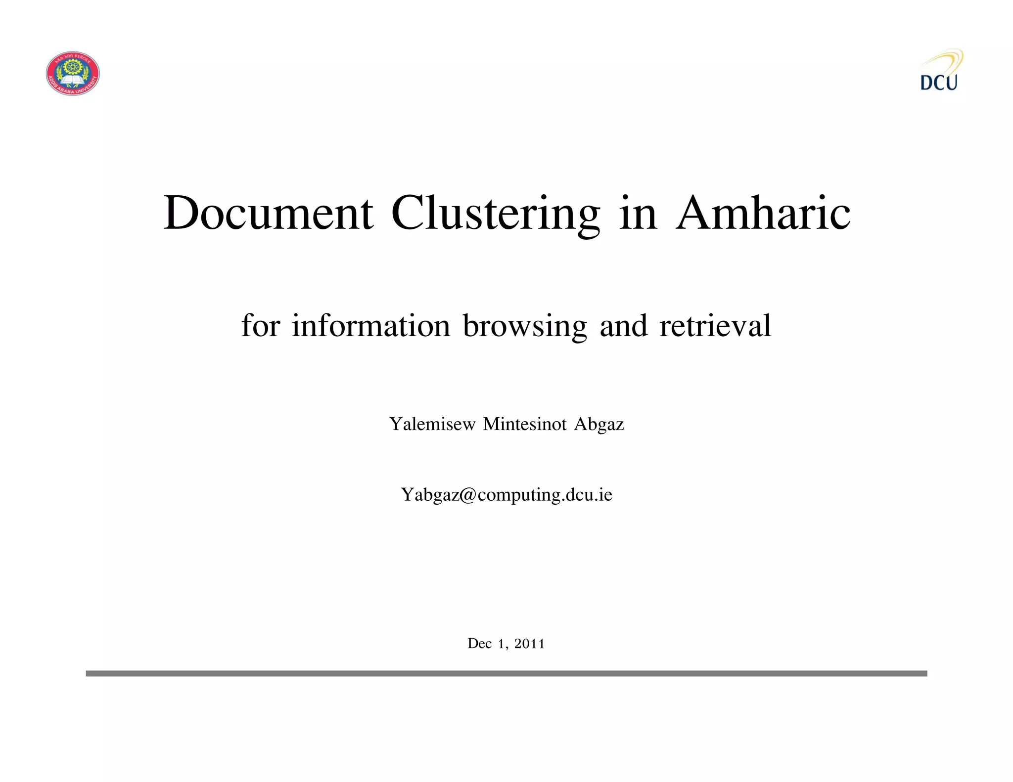 Amharic document clustering | PDF