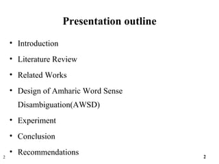 Amharic WSD using WordNet | PPT