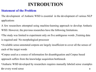 Amharic WSD using WordNet | PPT
