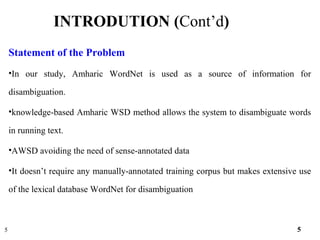 Amharic WSD using WordNet | PPT