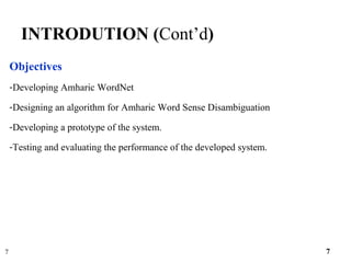 Amharic WSD using WordNet | PPT