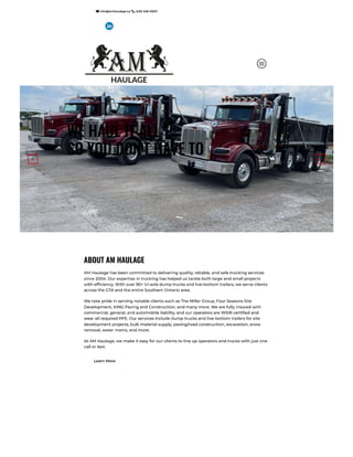 AM Haulage: Comprehensive Trucking Service in Brampton, Ontario | PDF