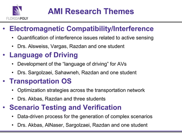 Autonomous Vehicle Testing and Validation at AMI | PPT