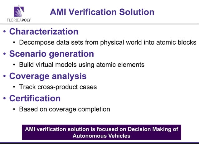 Autonomous Vehicle Testing and Validation at AMI | PPT