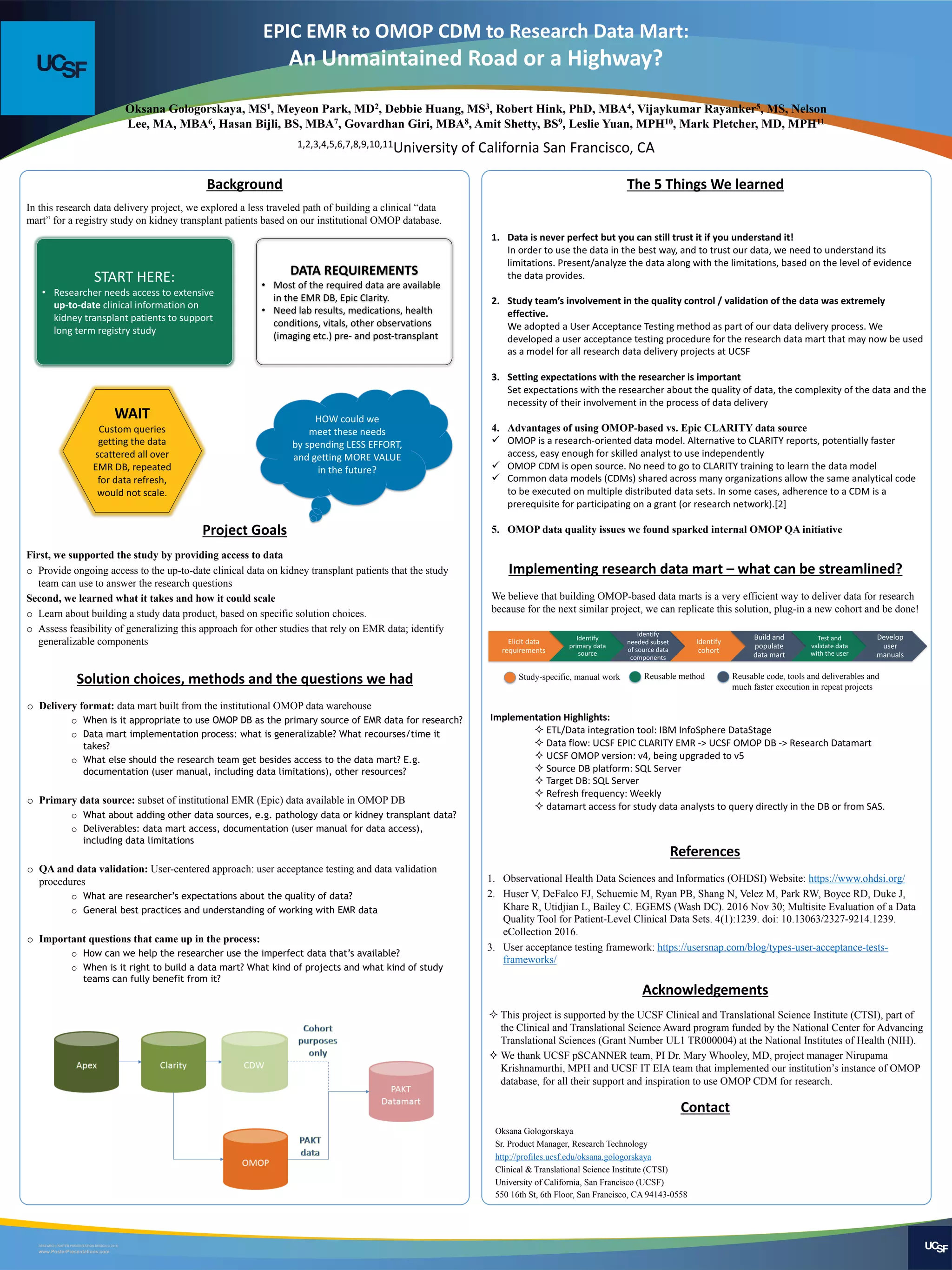 Epic EMR to OMOP CDM to Clinical Research Data Mart: an Unmaintained ...