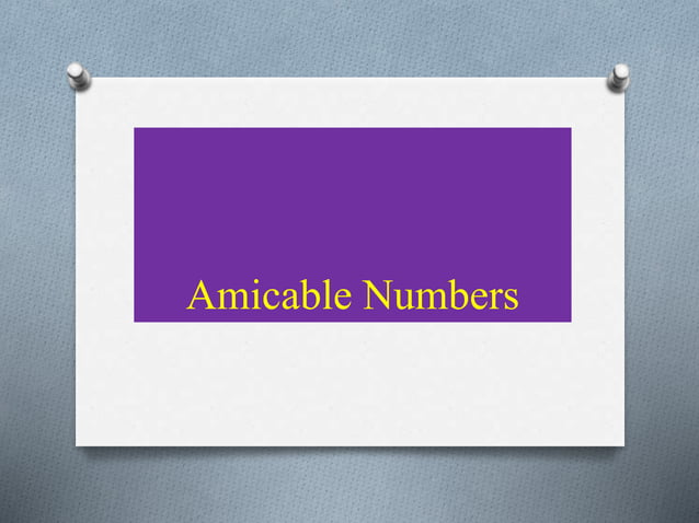 Amicable numbers | PPT