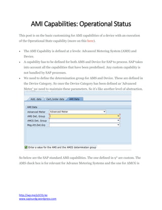 AMI Capabilities: Operational Status | PDF