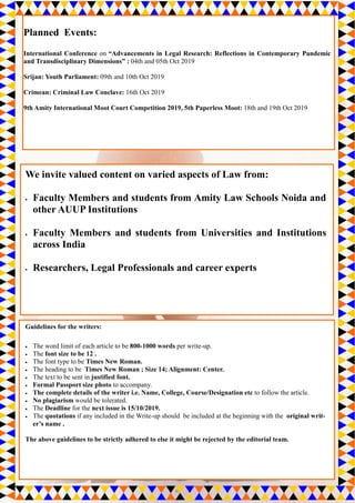 Amicode e-Newsletter Issue 11 - Amity Law School Noida | PDF