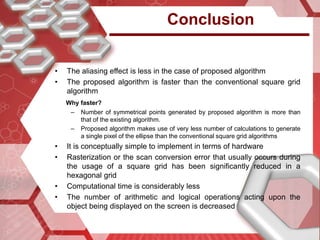 A mid point ellipse drawing algorithm on a hexagonal grid | PPTX