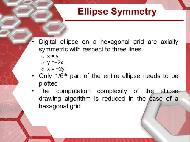 A mid point ellipse drawing algorithm on a hexagonal grid
