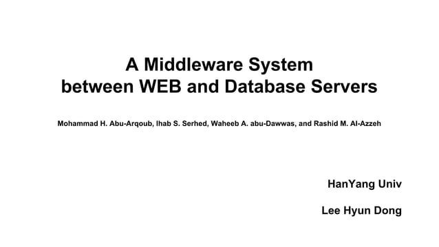 A middleware system between web and database servers | PPT