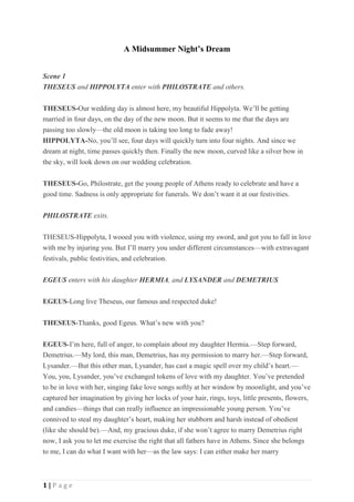 A Midsummer Night's Dream - Script | DOCX