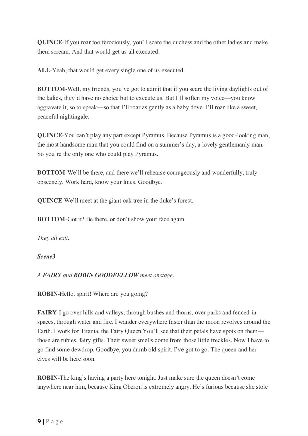 A Midsummer Night's Dream - Script