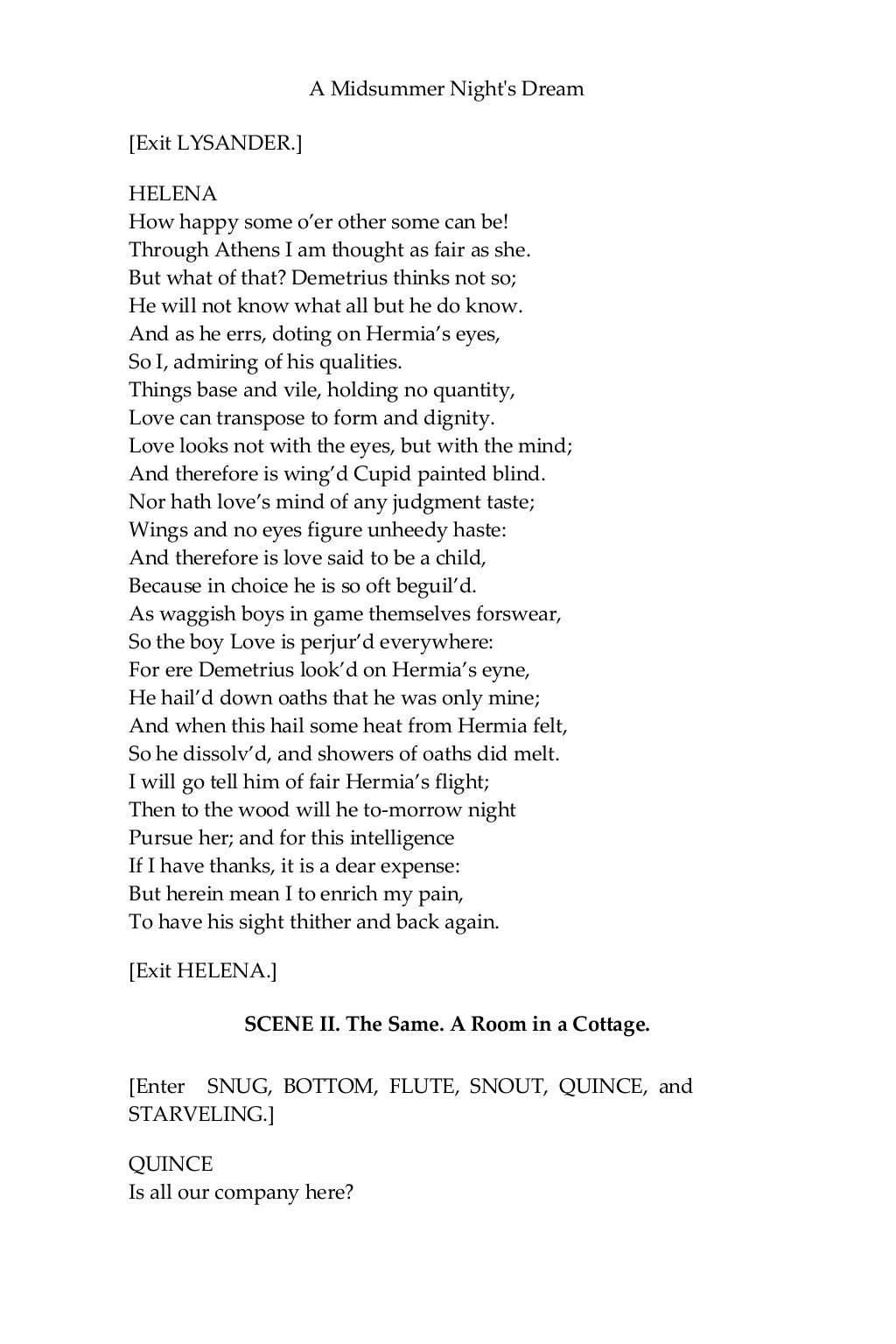 A midsummer nights dream - william shakespeare