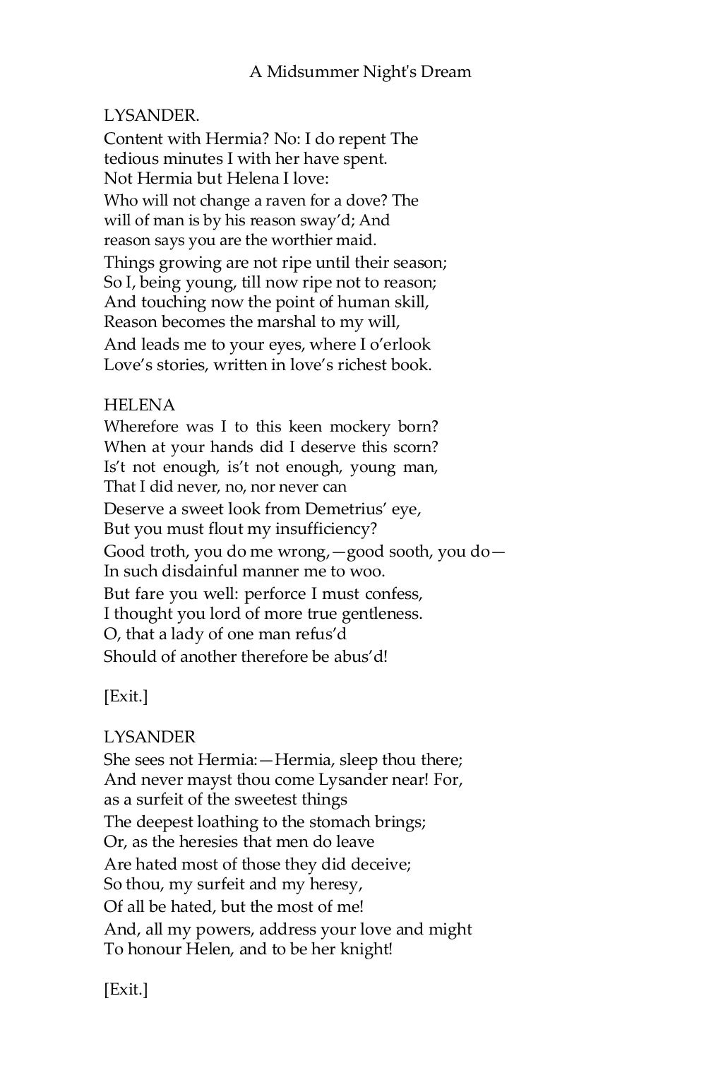 A midsummer nights dream - william shakespeare