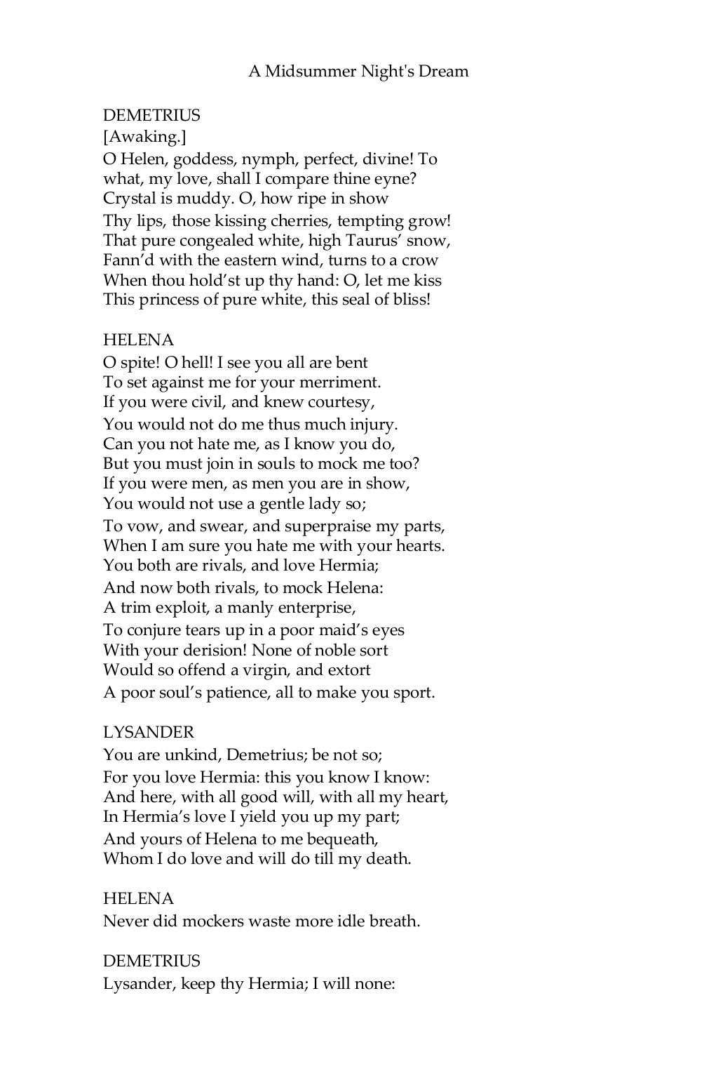 A midsummer nights dream - william shakespeare