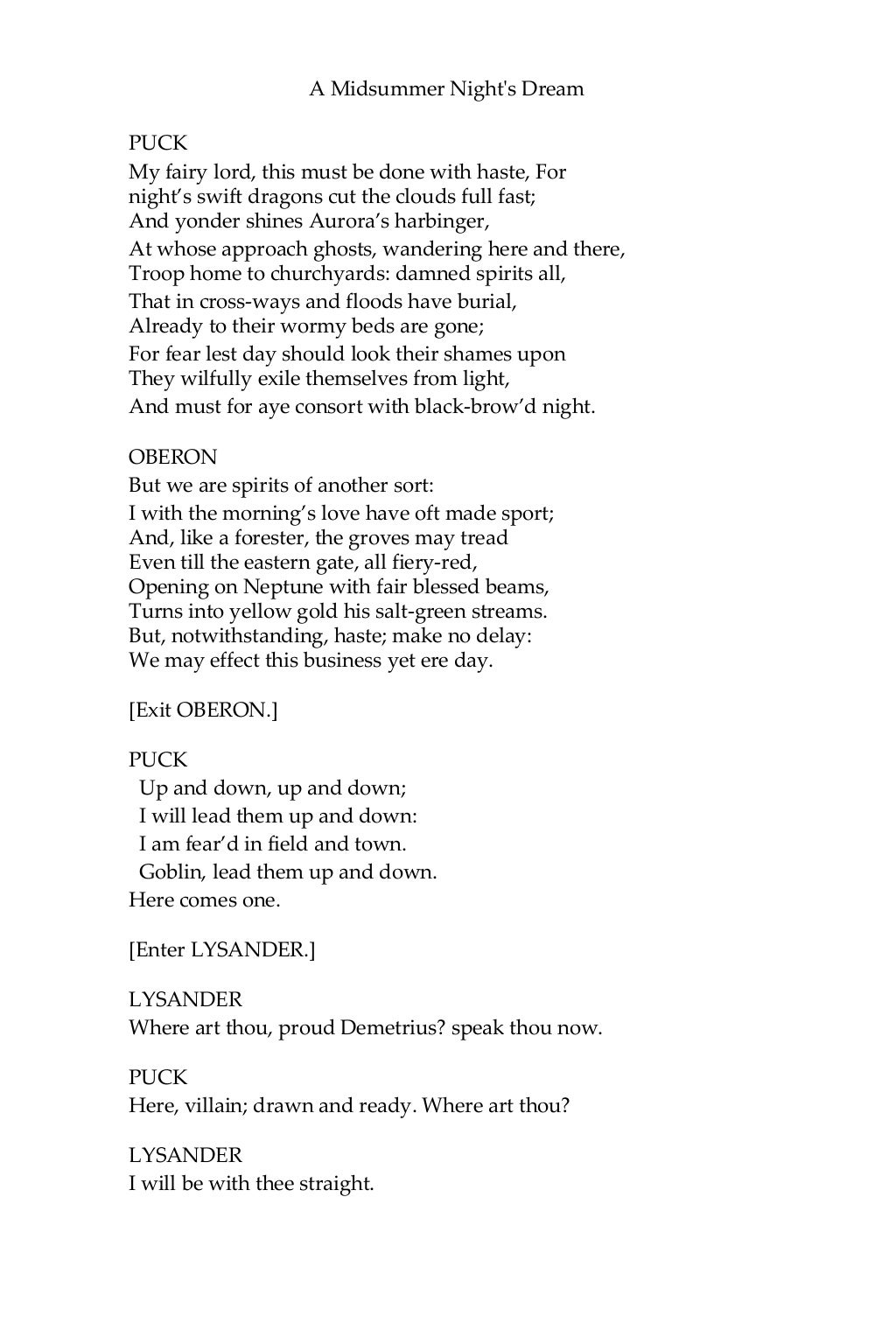 A midsummer nights dream - william shakespeare