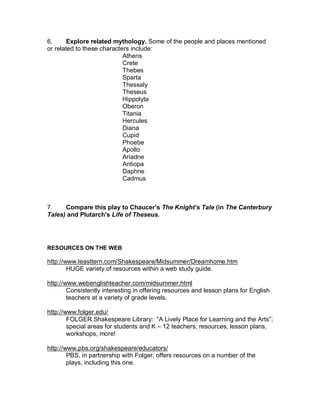 A midsummer nightsdreamstudyguide | PDF