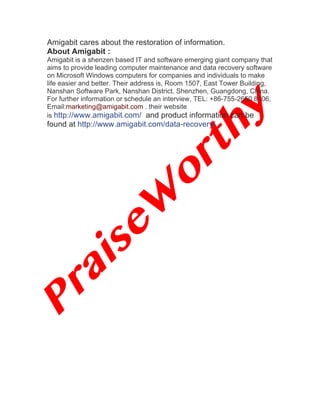 Amigabit launches new data recovery new upgrade | PDF