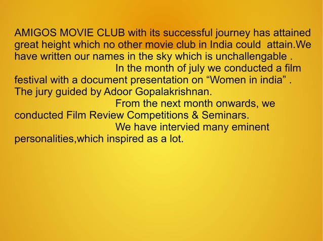 Amigos movie club power point presentation | ODP | Entertainment
