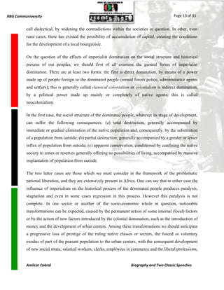 Amilcar Cabral, Biography and Two Classic Speeches | PDF