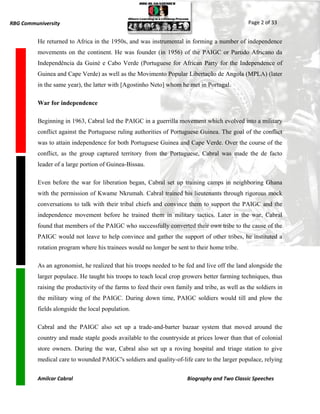 Amilcar Cabral, Biography and Two Classic Speeches | PDF