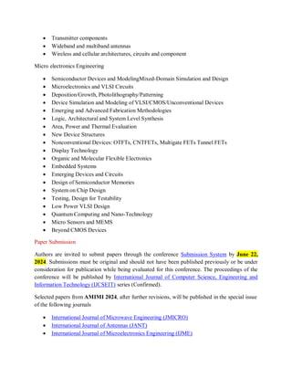 International Conference on Antennas, Microwave and Microelectronics Engineering (AMiMi 2024 ...