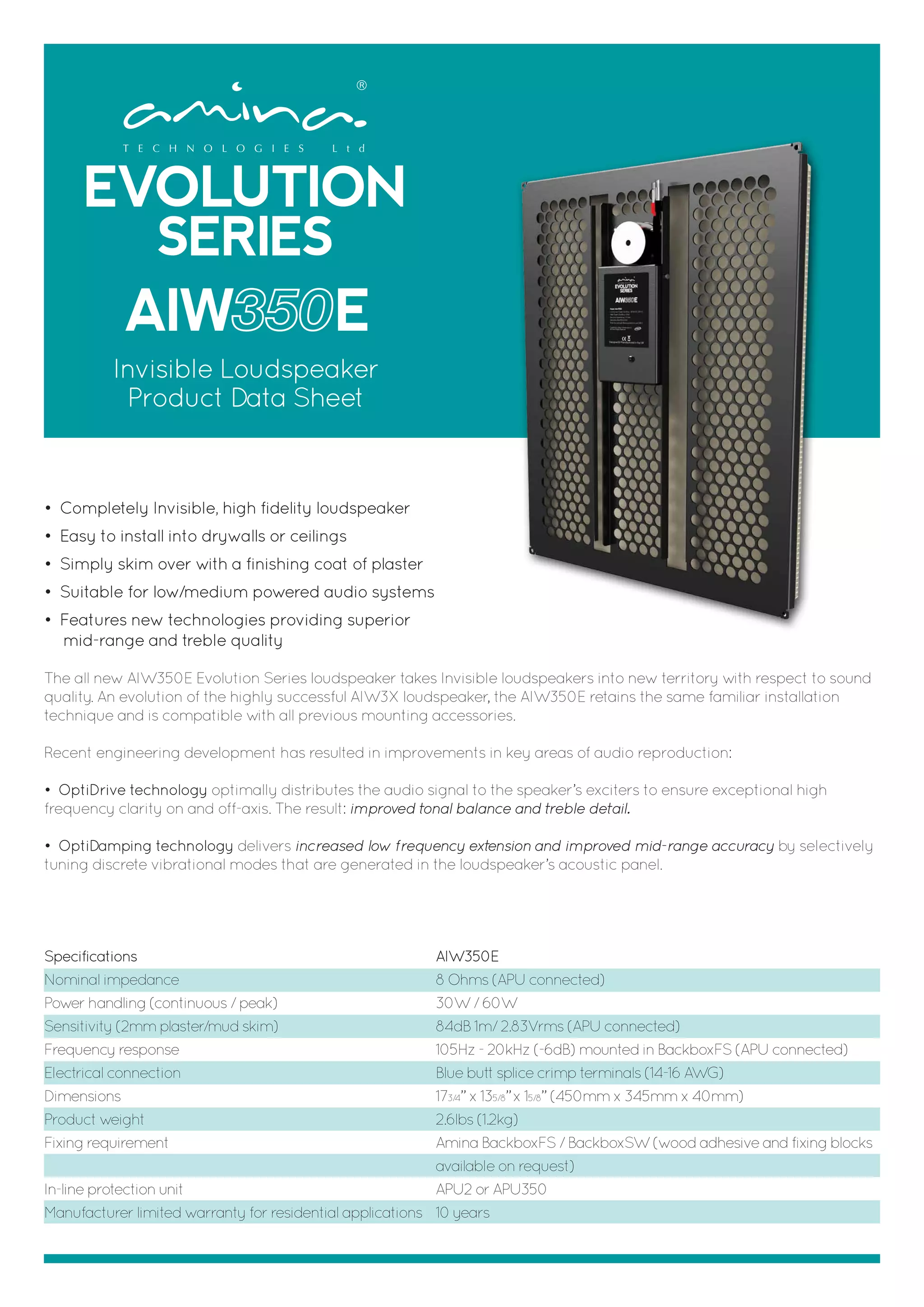 Amina aiw350 e data sheet 2012 | PDF