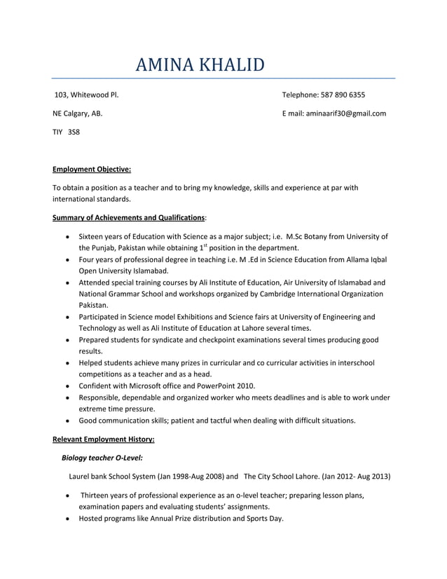 Amina khalid cv | DOCX