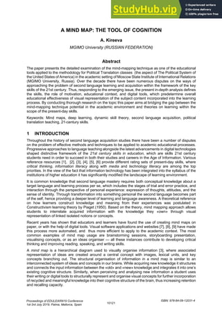A MIND MAP THE TOOL OF COGNITION | PDF