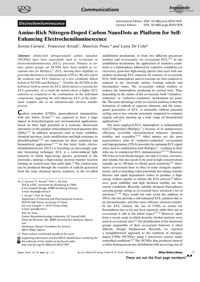 Amine rich nitrogen doped carbon dots | PDF