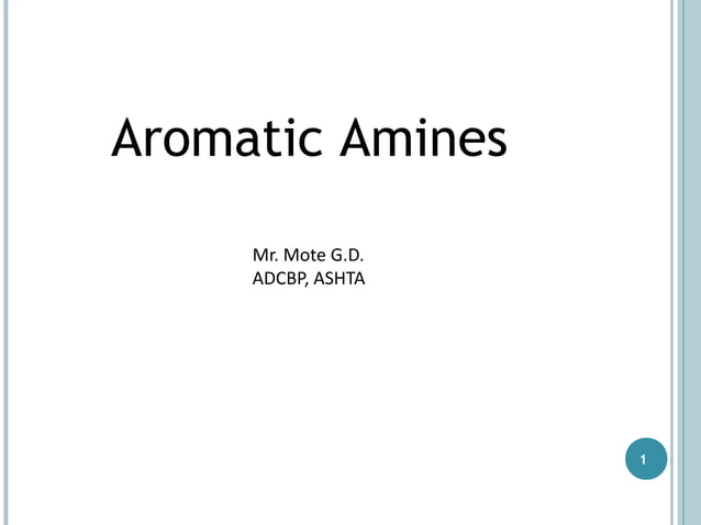 Aromatic amines | PPTX | Chemistry | Science