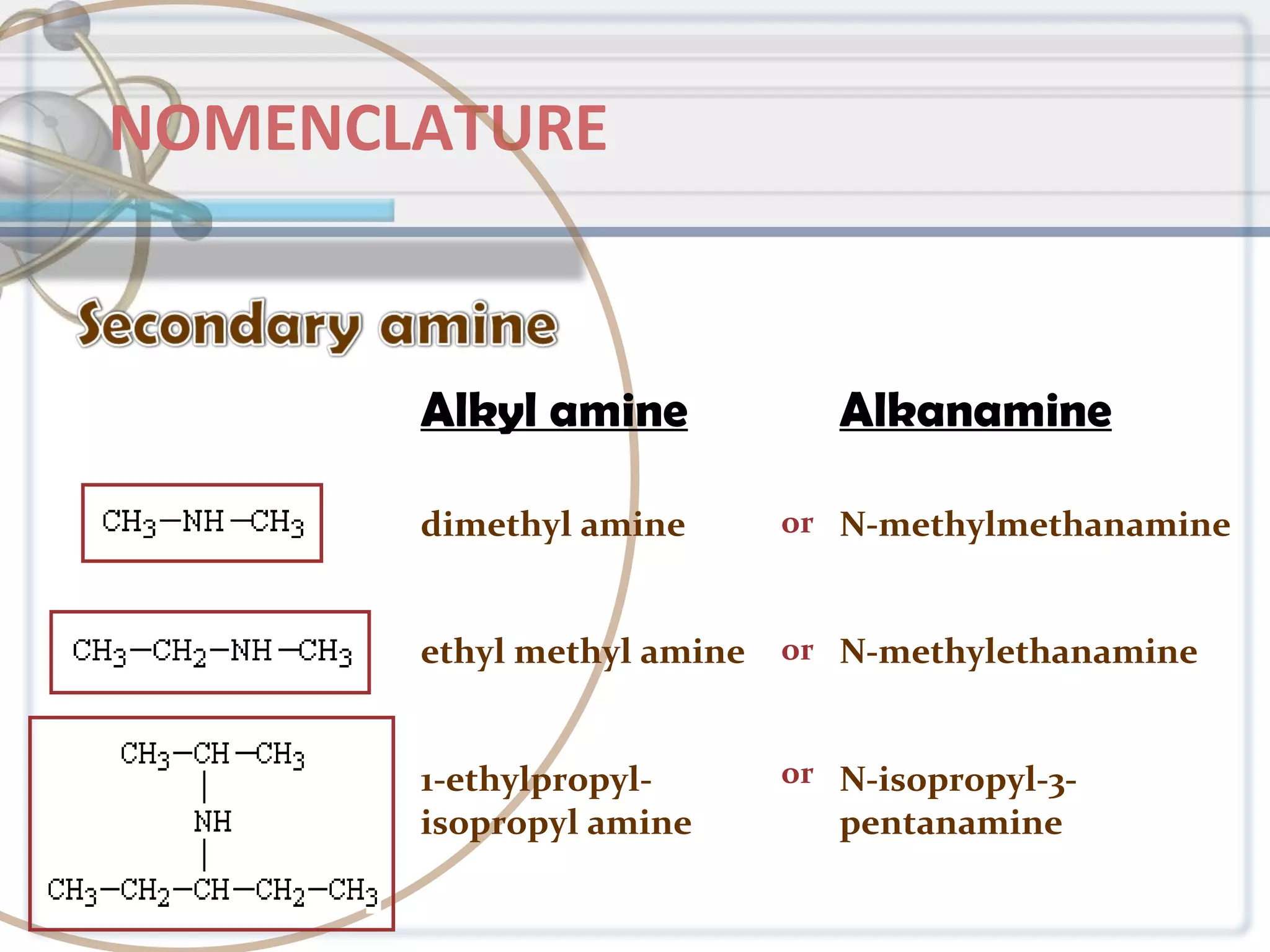 Amines - Nomenclature. Classes. Applications | PPT