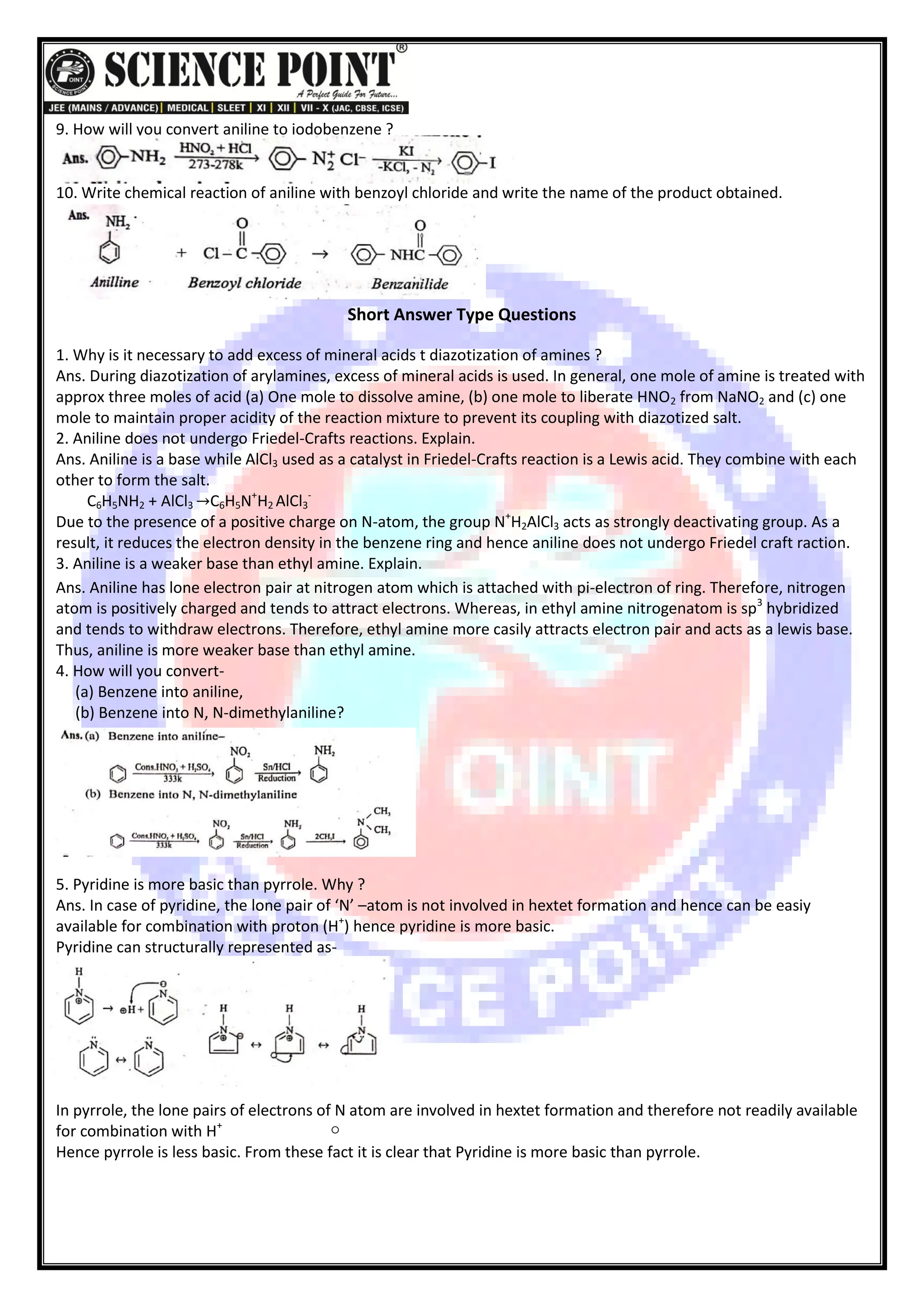 AMINES.pdf Questions for class 12th students | PDF
