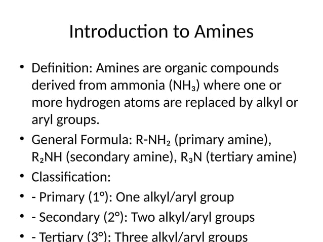 Amines_Summary_Grade_10.pptx tutorials grade 10 | PPTX | Chemistry | Science