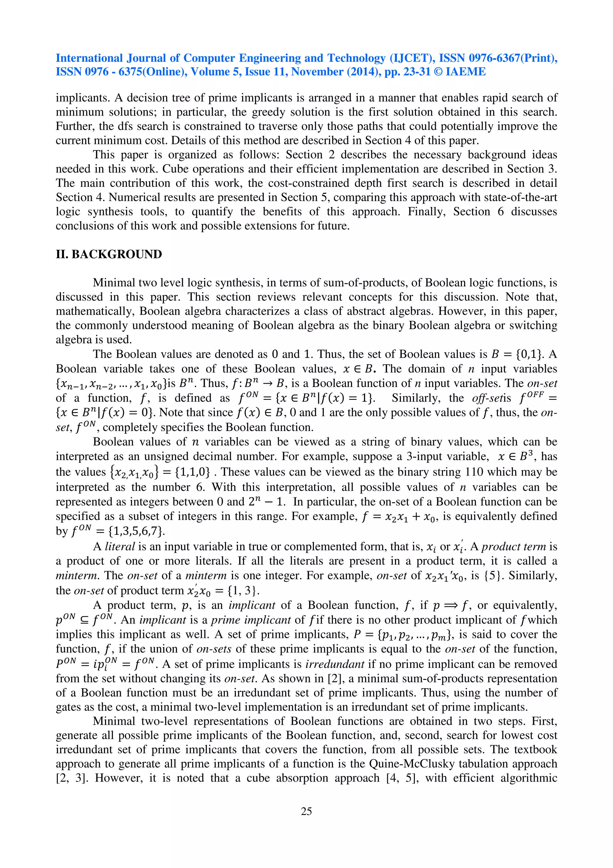 A Minimization Approach For Two Level Logic Synthesis Using Constrained