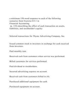 a minimum 150-word response to each of the following scenarios f.docx