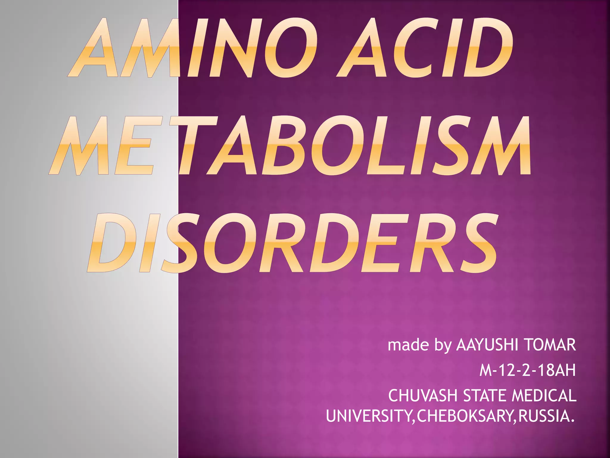 Amino Acid Metabolism Disorders List at Noah Ling blog
