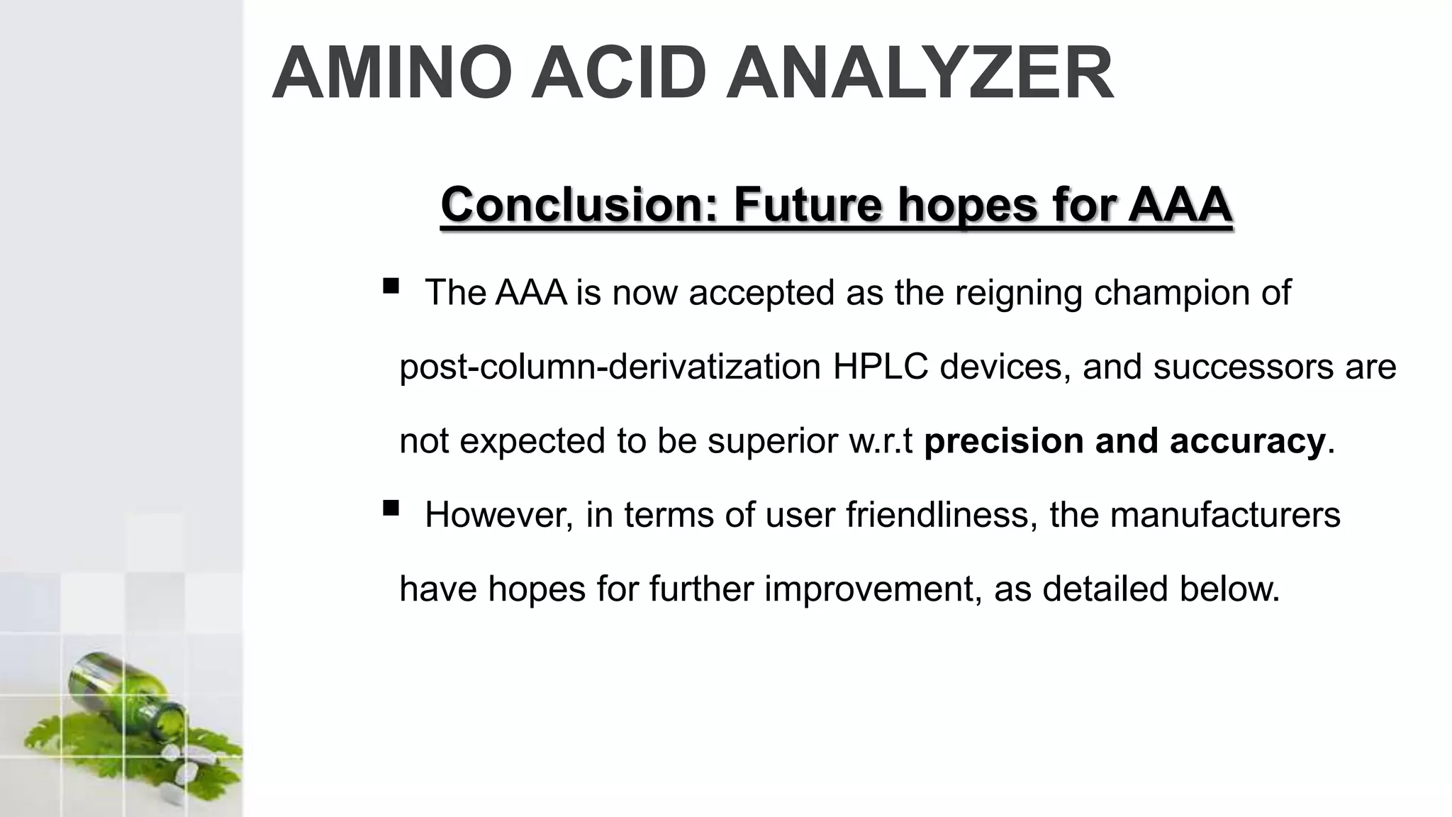 Amino acid Analyzer | PPTX | Chemistry | Science