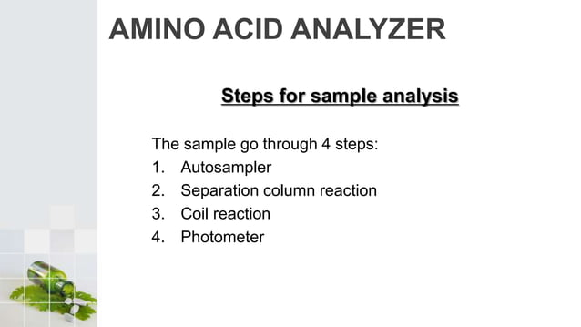 Amino acid Analyzer | PPTX | Chemistry | Science