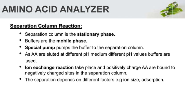 Amino acid Analyzer | PPTX | Chemistry | Science