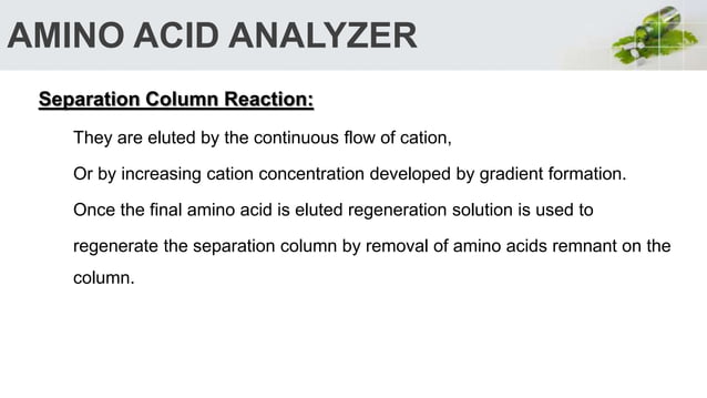 Amino acid Analyzer | PPTX | Chemistry | Science